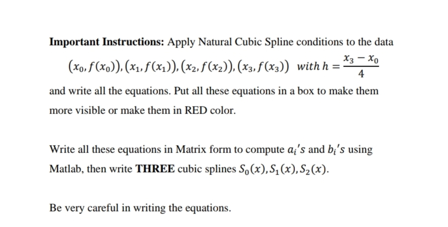 Solved Important Instructions: Apply Natural Cubic Spline | Chegg.com
