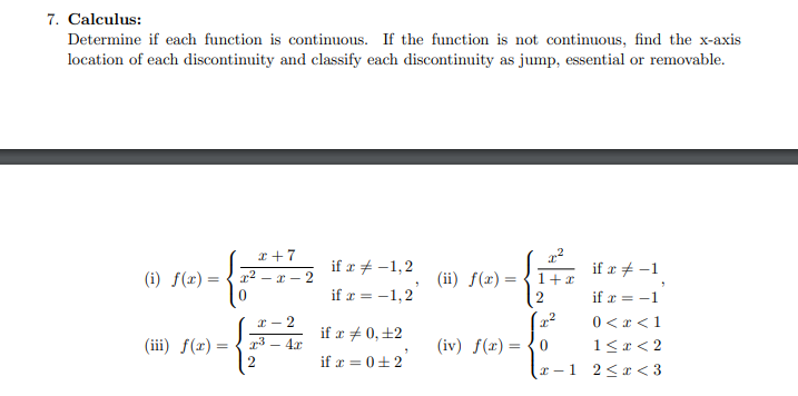 Solved 7. Calculus: Determine if each function is | Chegg.com