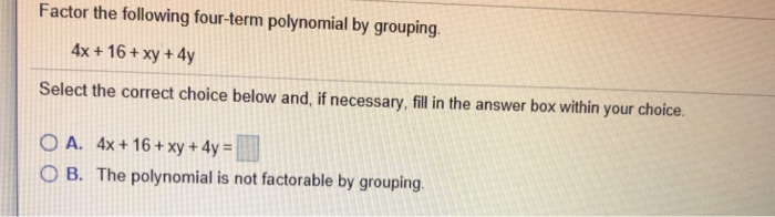 Solved Factor the following four-term polynomial by grouping | Chegg.com