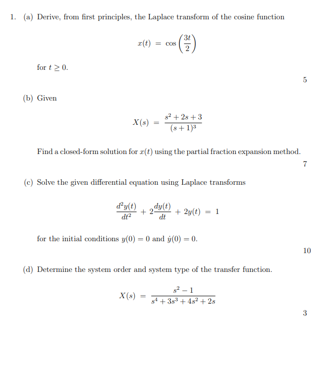 Solved (a) Derive, from first principles, the Laplace | Chegg.com