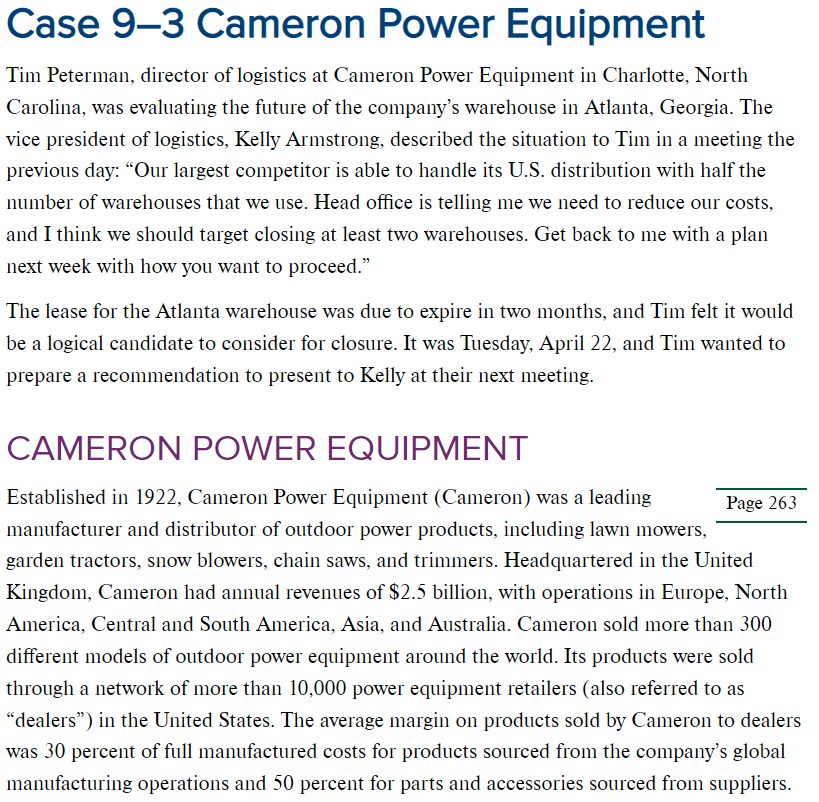 Solved Case 9–3 Cameron Power Equipment Tim Peterman, | Chegg.com