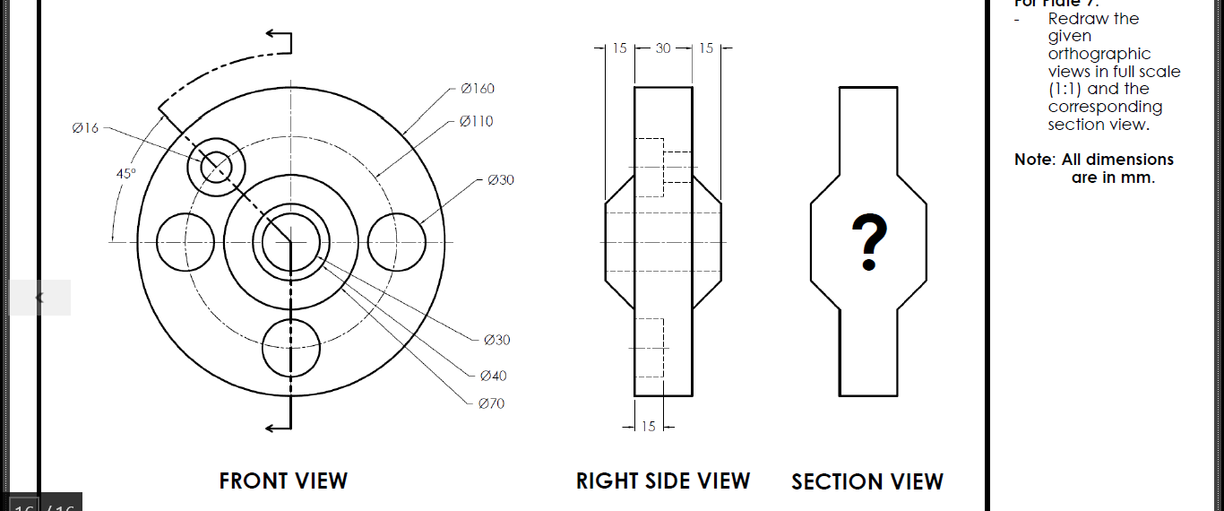 Solved 15 30 - 15 Redraw the given orthographic views in | Chegg.com