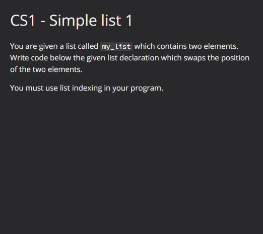 Solved CS1 - Simple list 1 You are given a list called | Chegg.com