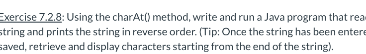 Solved Exercise 7.2.8: Using the charAt) method, write and | Chegg.com