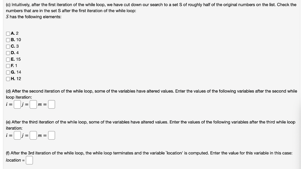Solved procedure binary search ( x : integer, a1,a2,…,an : | Chegg.com