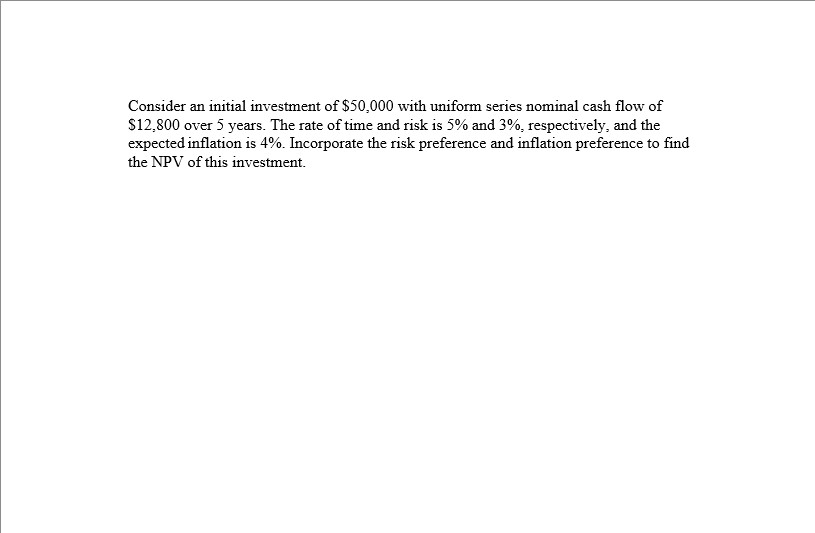 Solved Consider an initial investment of $50,000 ﻿with | Chegg.com