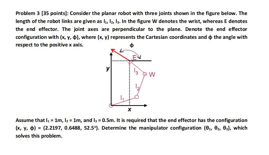 Problem 3 [ 35 points]: Consider the planar robot | Chegg.com