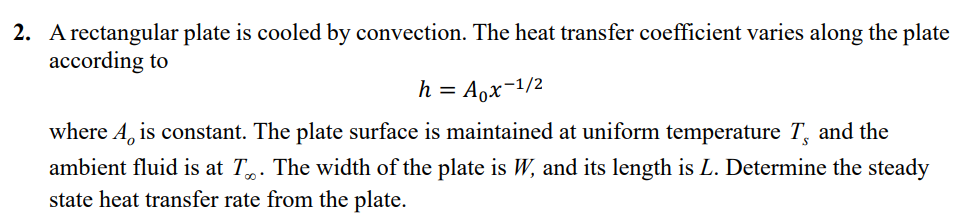 Solved A rectangular plate is cooled by convection. The heat | Chegg.com