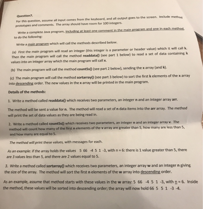 Solved Question7 For This Question Assume All Input Comes 