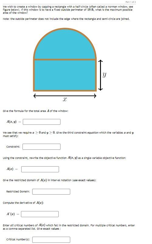 Solved We wish to create a window by capping a rectangle | Chegg.com