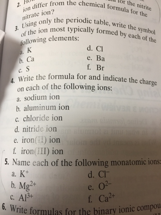 Solved Tor l 2. differ from the chemical for nor the the | Chegg.com