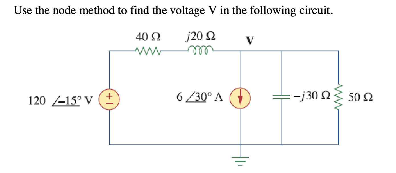 Solved Use the node method to find the voltage V in the | Chegg.com