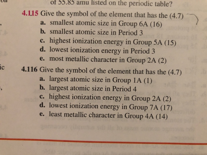 Solved of 55.85 amu listed on the periodic table? 4.115 Give | Chegg.com