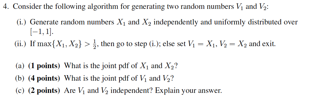 4. Consider the following algorithm for generating | Chegg.com