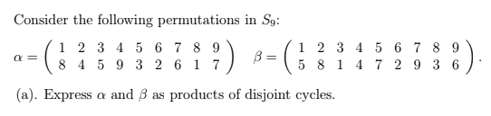 Solved Consider the following permutations in Sg: 1 2 3 4 5 | Chegg.com