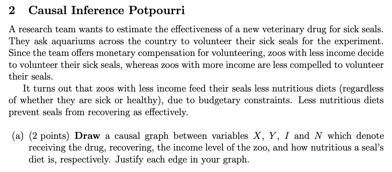 Solved 2 Causal Inference Potpourri A research team wants to | Chegg.com
