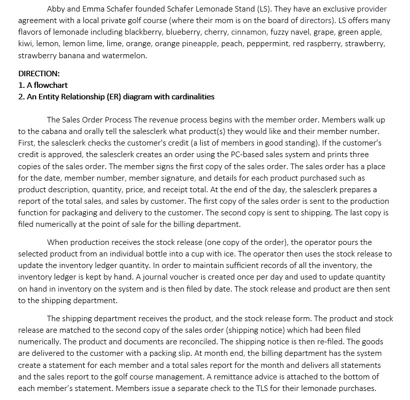 Solved Abby and Emma Schafer founded Schafer Lemonade Stand | Chegg.com