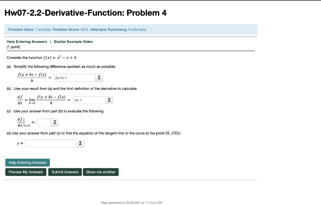 Solved Hw07-2.2-Derivative-Function: Problem 4 Problem | Chegg.com