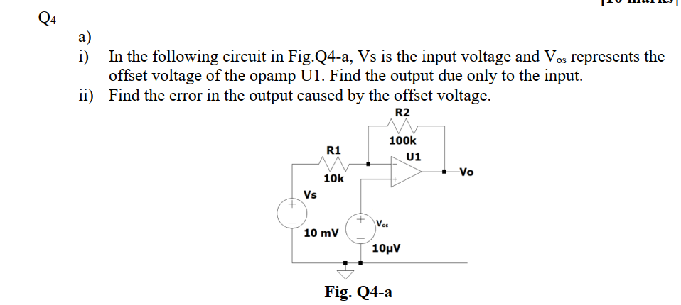 Solved Q4 a) i) In the following circuit in Fig. Q4-a, Vs is | Chegg.com