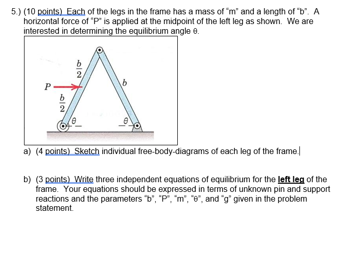 Solved 5.) (10 points) Each of the legs in the frame has a | Chegg.com