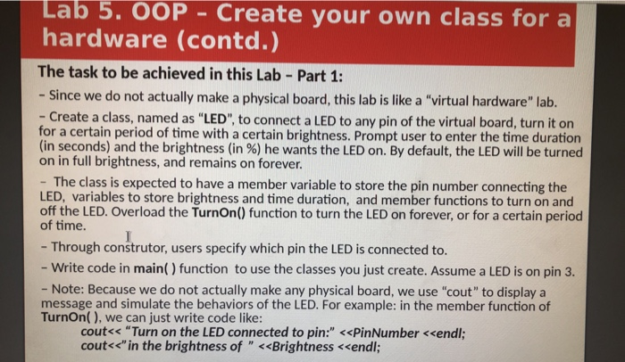Solved Lab 5 Oop Create Your Own Class For A Hardware 7127