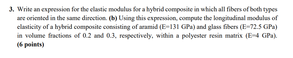 Solved 3. Write an expression for the elastic modulus for a | Chegg.com