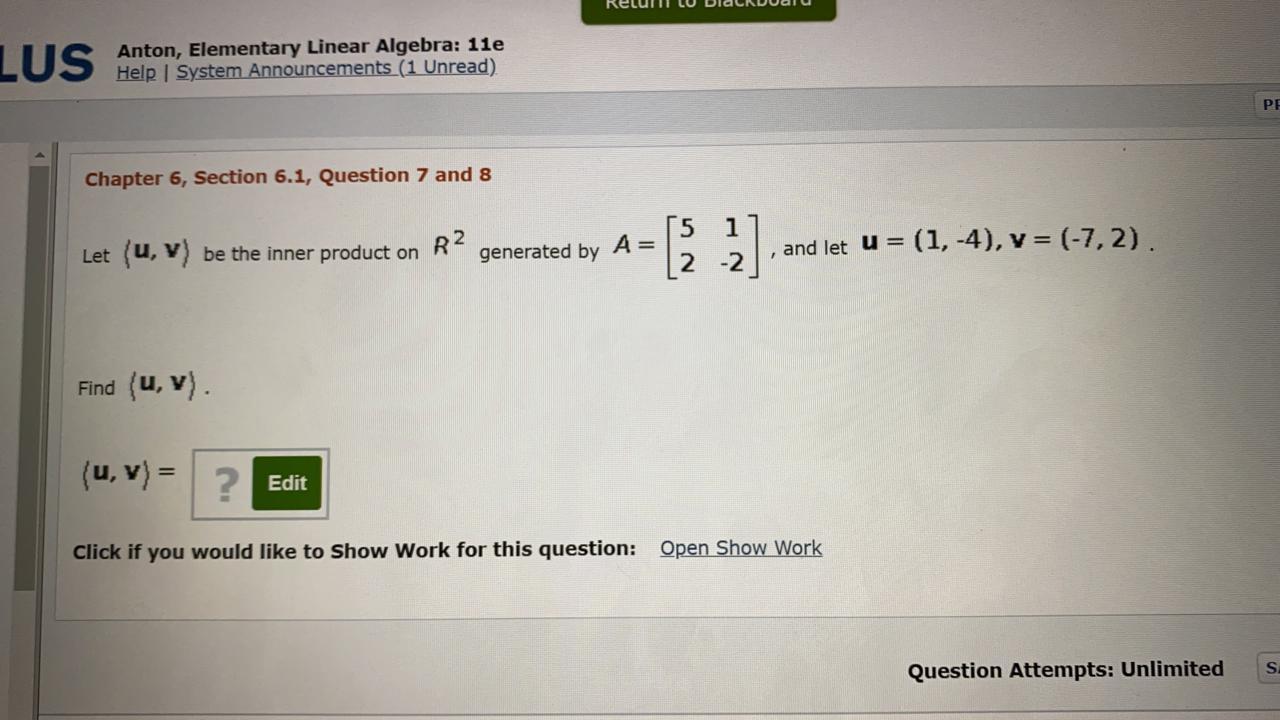 Solved LUS Anton, Elementary Linear Algebra: 11e Help System | Chegg.com