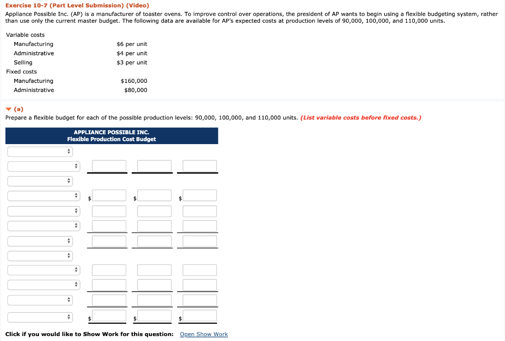 Solved Exercise 10-7 (Part Level Submission) (Video) | Chegg.com