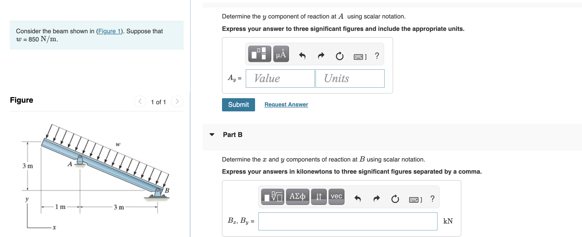 Solved Determine the y component of reaction at A using | Chegg.com
