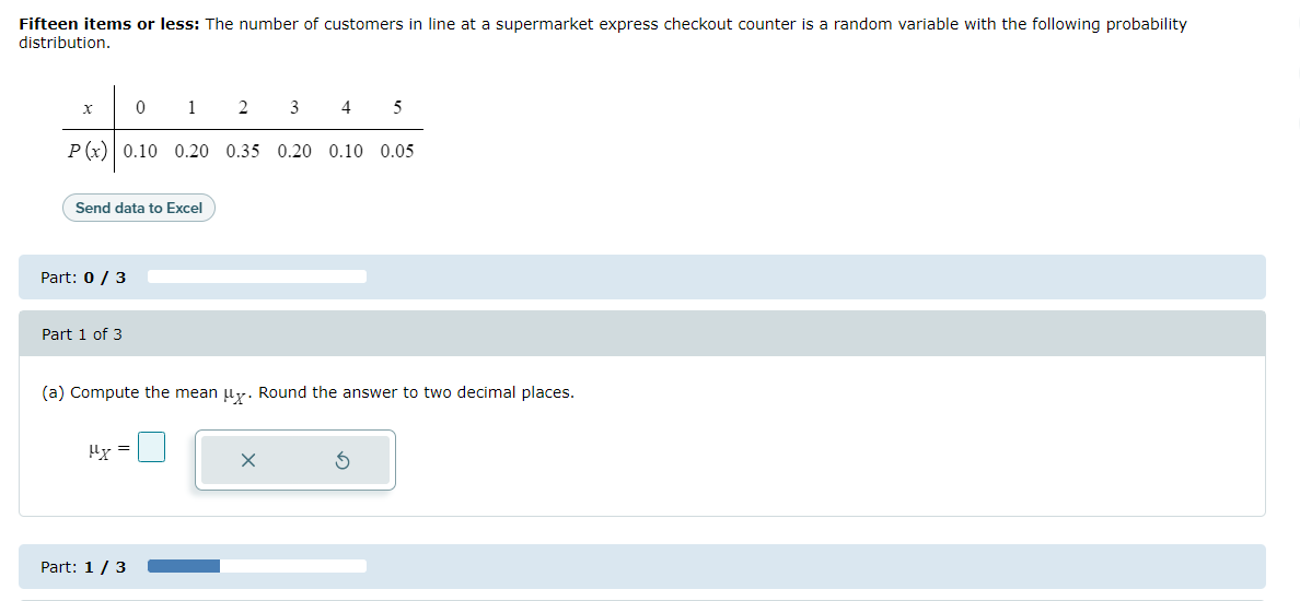 Solved Fifteen items or less: The number of customers in | Chegg.com