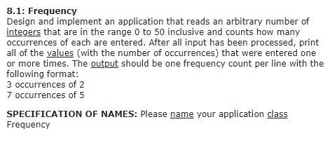 Solved 8.1: Frequency Design and implement an application | Chegg.com