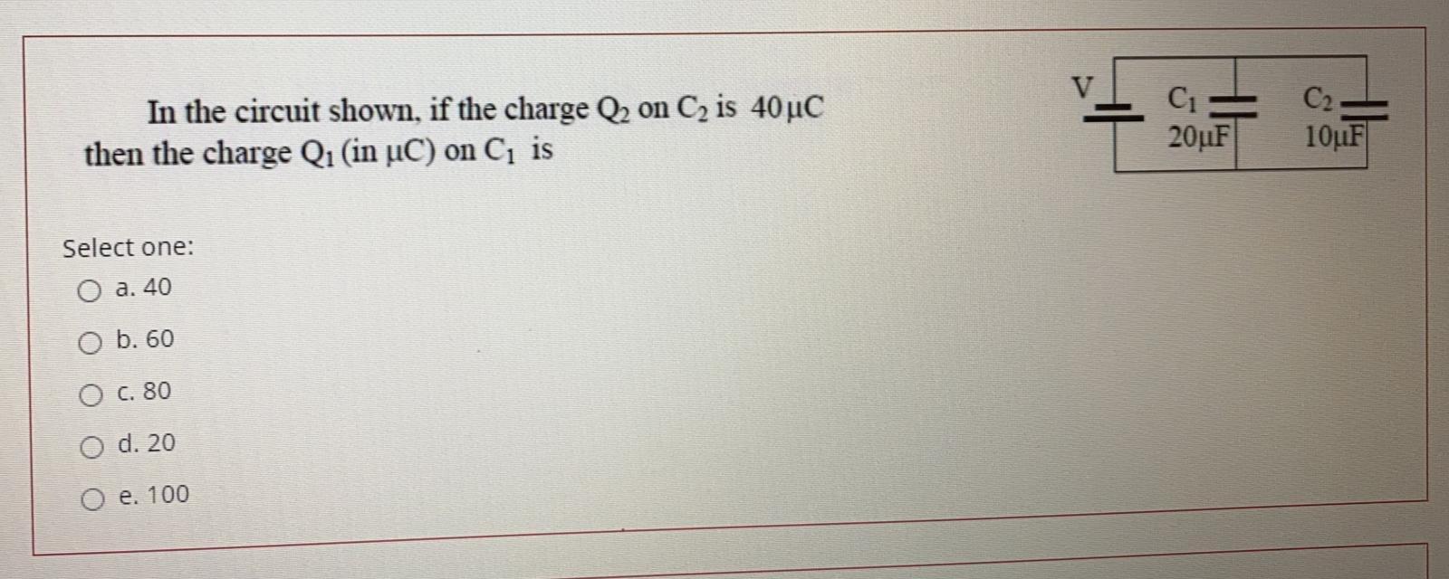 Solved In the circuit shown, if the charge Q2 on C2 is 40°C | Chegg.com