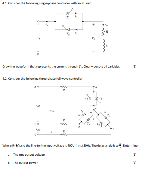 Solved 4.1. Consider the following single-phase controller | Chegg.com