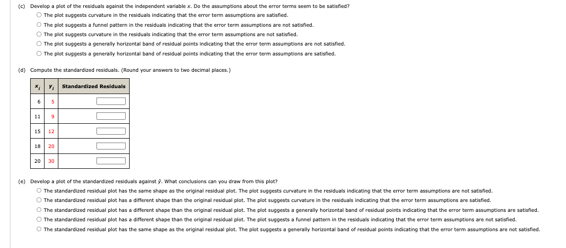 Solved Given are data for two variables, x and y. (a) | Chegg.com