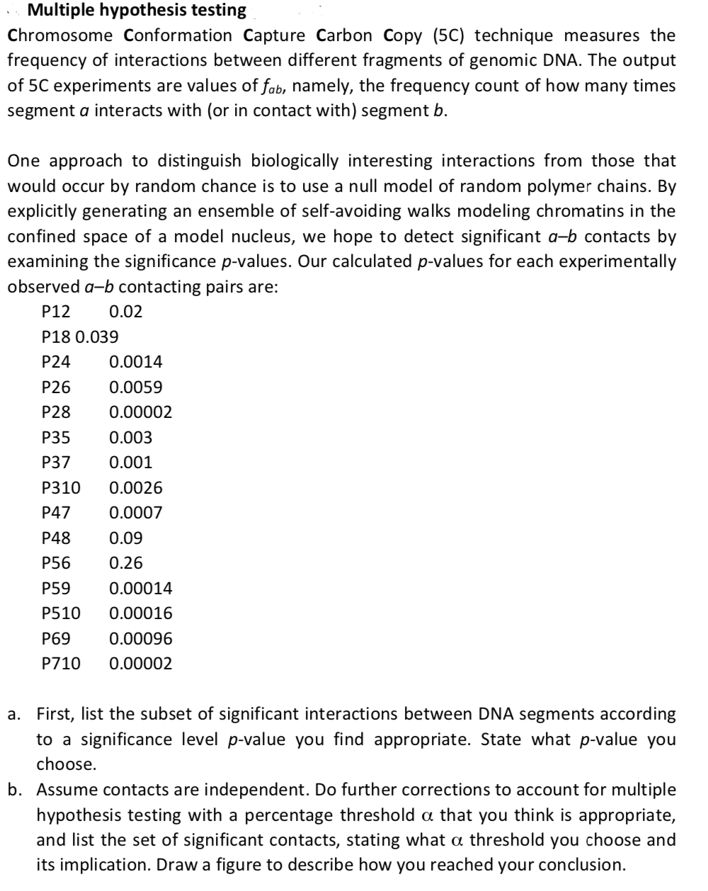 Multiple hypothesis testing Chromosome Conformation | Chegg.com