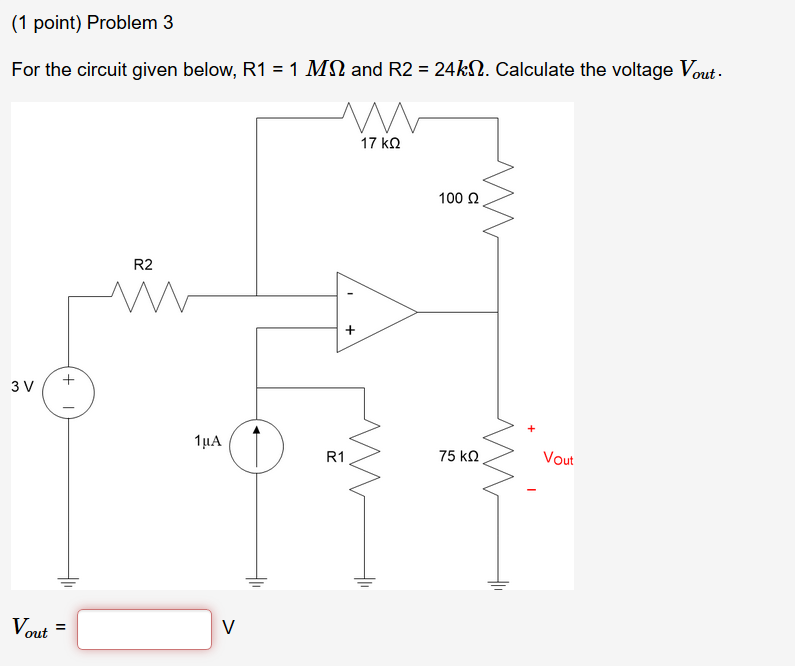 Solved For the circuit given below, R1 = 1 MΩ and R2 = 24kΩ. | Chegg.com
