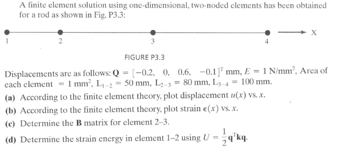 Solved A finite element solution using one-dimensional, | Chegg.com
