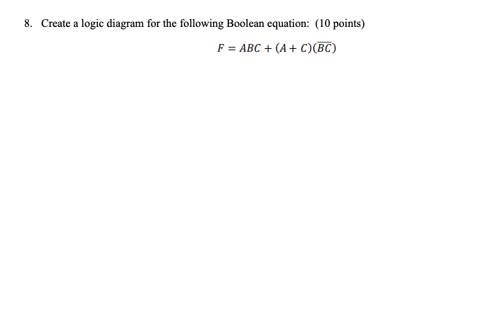 Solved 8. Create a logic diagram for the following Boolean | Chegg.com