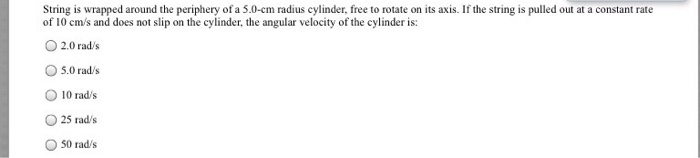 Solved String is wrapped around the periphery of a 5.0-cm | Chegg.com