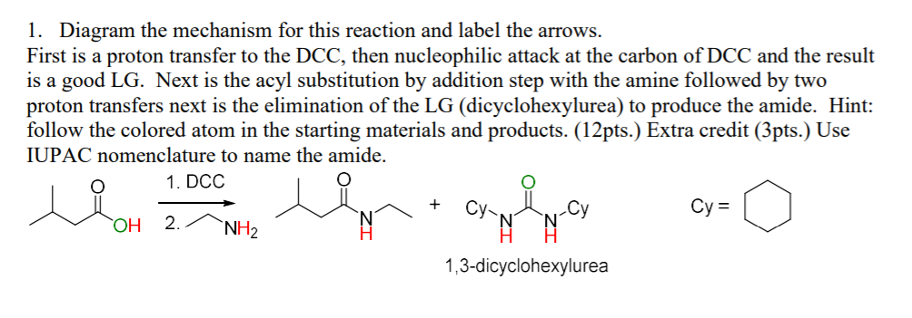 Solved 1. Diagram the mechanism for this reaction and label | Chegg.com