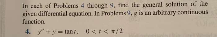 Solved In each of Problems 4 through 9, find the general | Chegg.com
