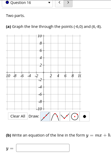Solved (a) Graph the line through the points (−6,0) and | Chegg.com