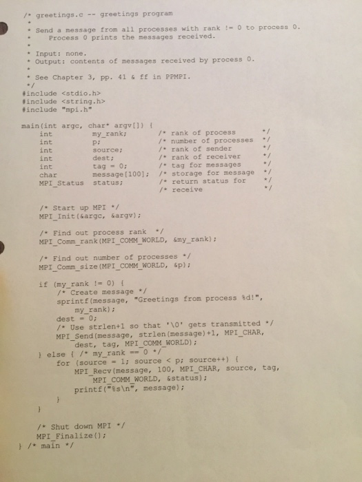 Solved Lab 1: Exercising the use of basic MPI communication | Chegg.com