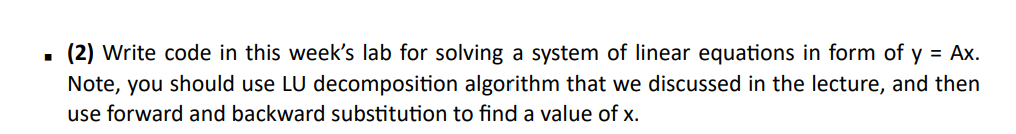 Solved (2) Write code in this week's lab for solving a | Chegg.com