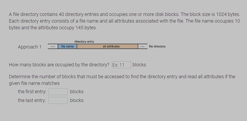 Solved A file directory contains 40 directory entries and | Chegg.com
