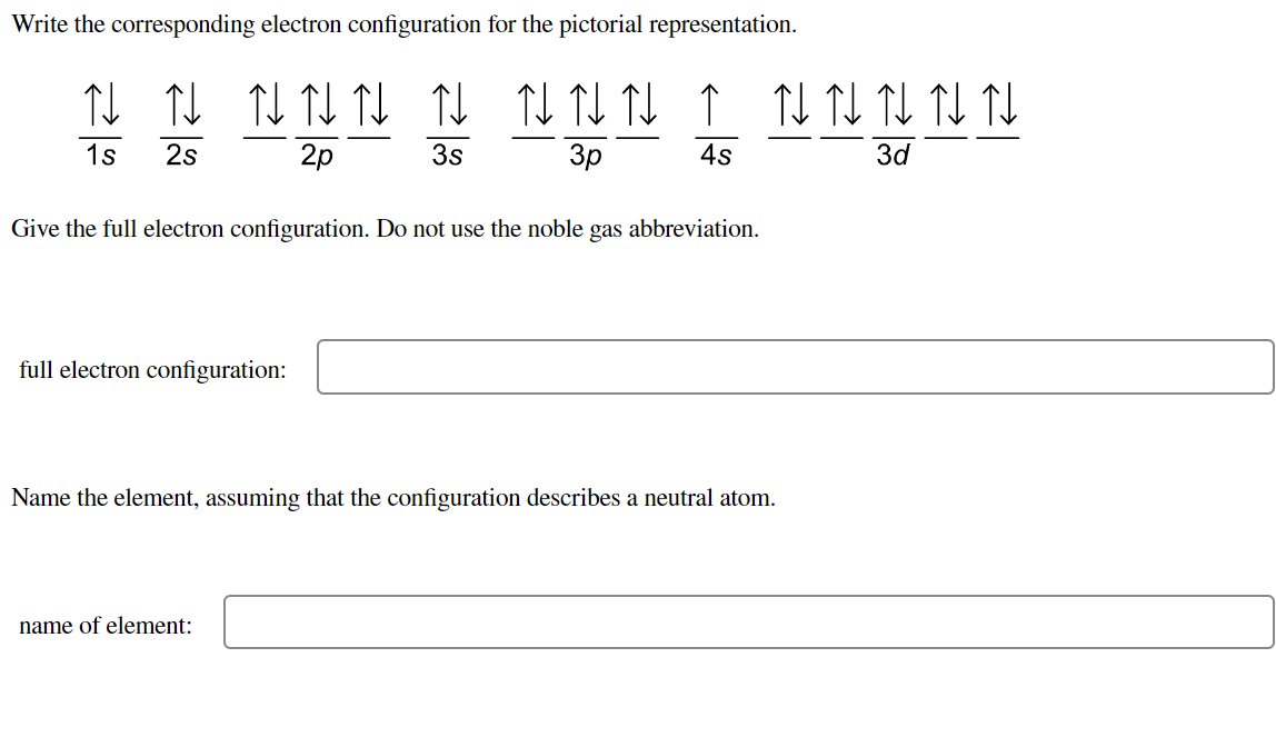 Solved Write the corresponding electron configuration for | Chegg.com
