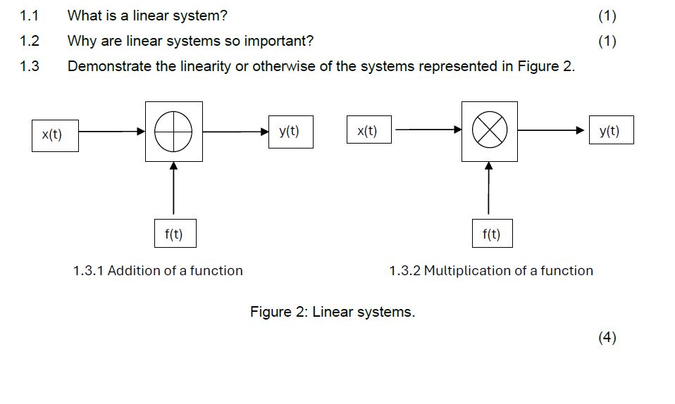 Solved 1.1 ﻿What is a linear system? (1) 1.2 ﻿Why are linear | Chegg.com