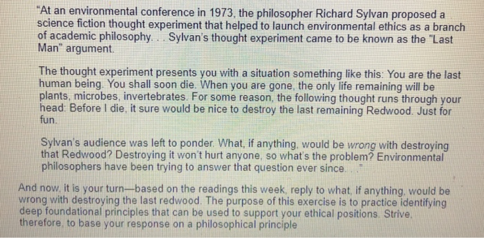Solved "At an environmental conference in 1973, the | Chegg.com