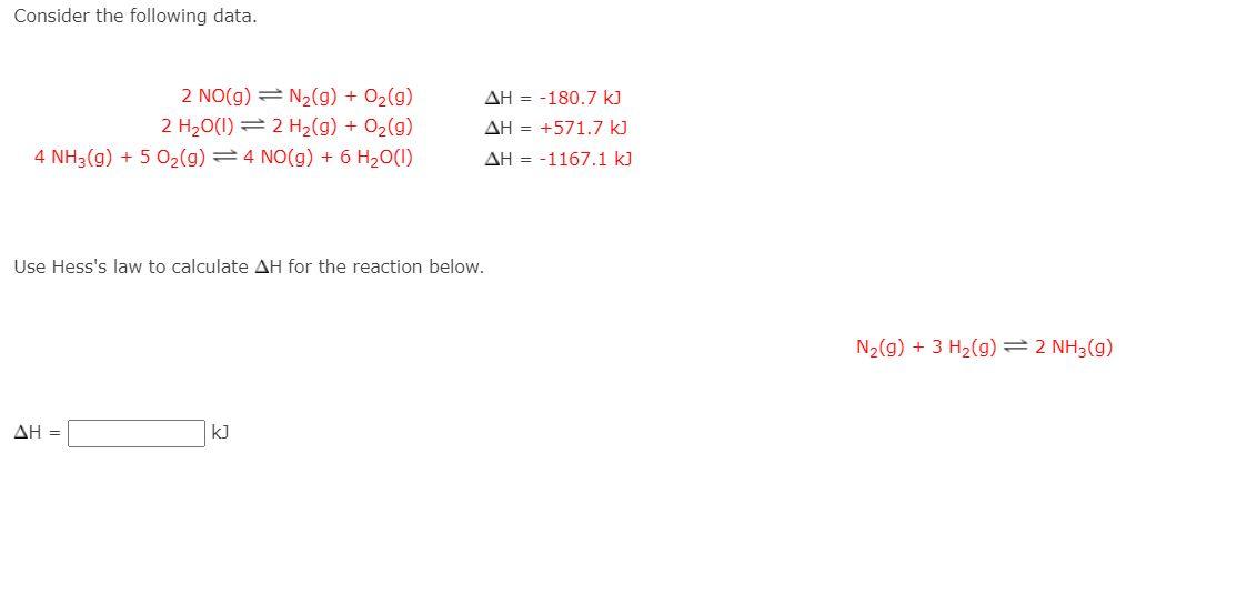 Solved Consider the following data. 2 NO(g) = N2(g) + O2(9) | Chegg.com