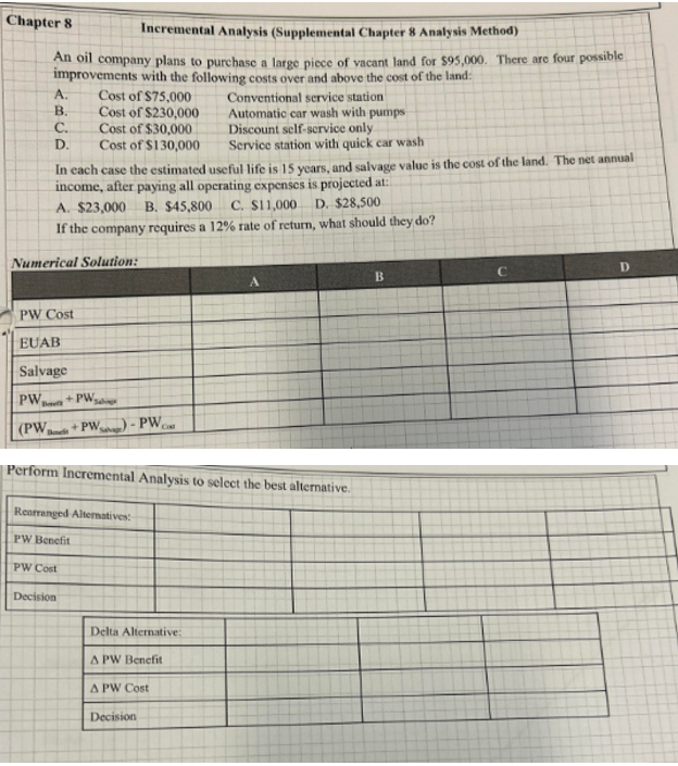 Chapter 8 Incremental Analysis (Supplemental Chapter | Chegg.com